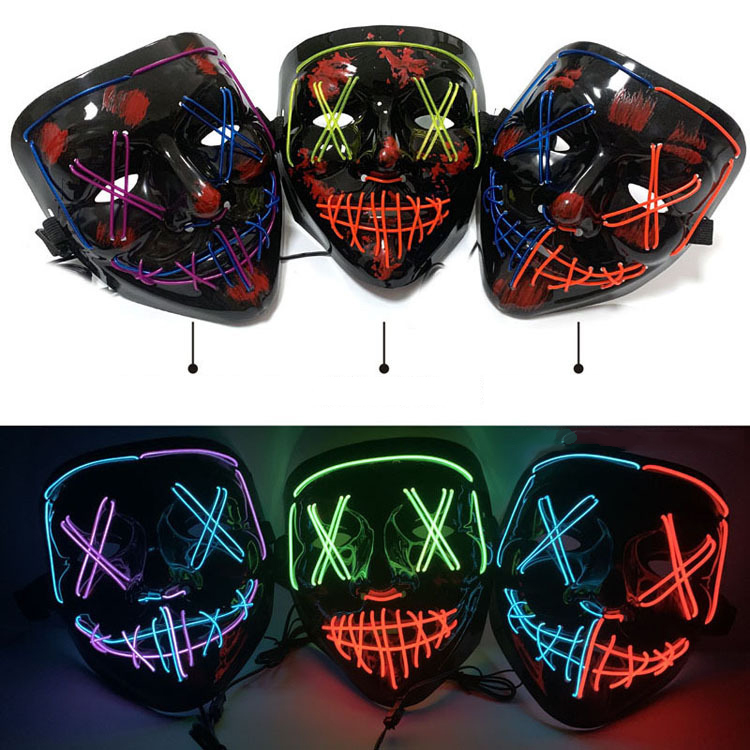 Halloween Two Colors Glow Ghost Mask with Scary Led Glow Mask for ...