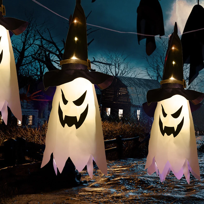 LED Flashing Light Ghost Halloween Decoration